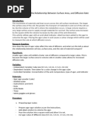 Effect of Surface Area on Diffusion Rate | PDF | Surface Area
