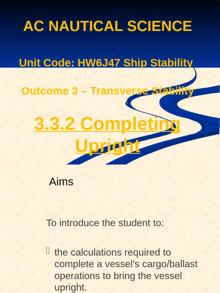 Ship Stability: Transverse Stability Calculations | PDF | Tonnage | Port