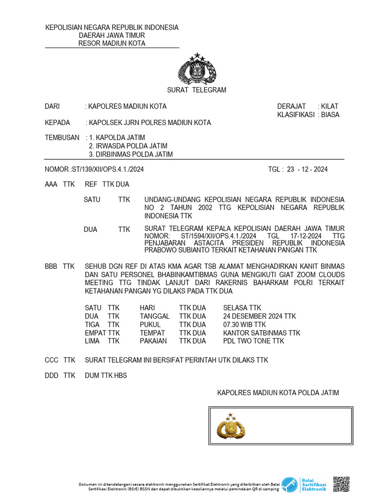 ST Tindak Lanjut Astacita | PDF
