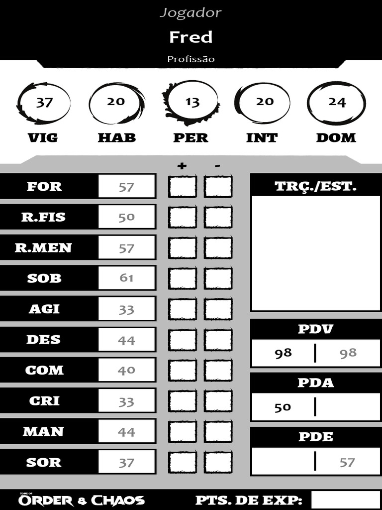 Ficha Mobile - Tome of Order & Chaos | PDF