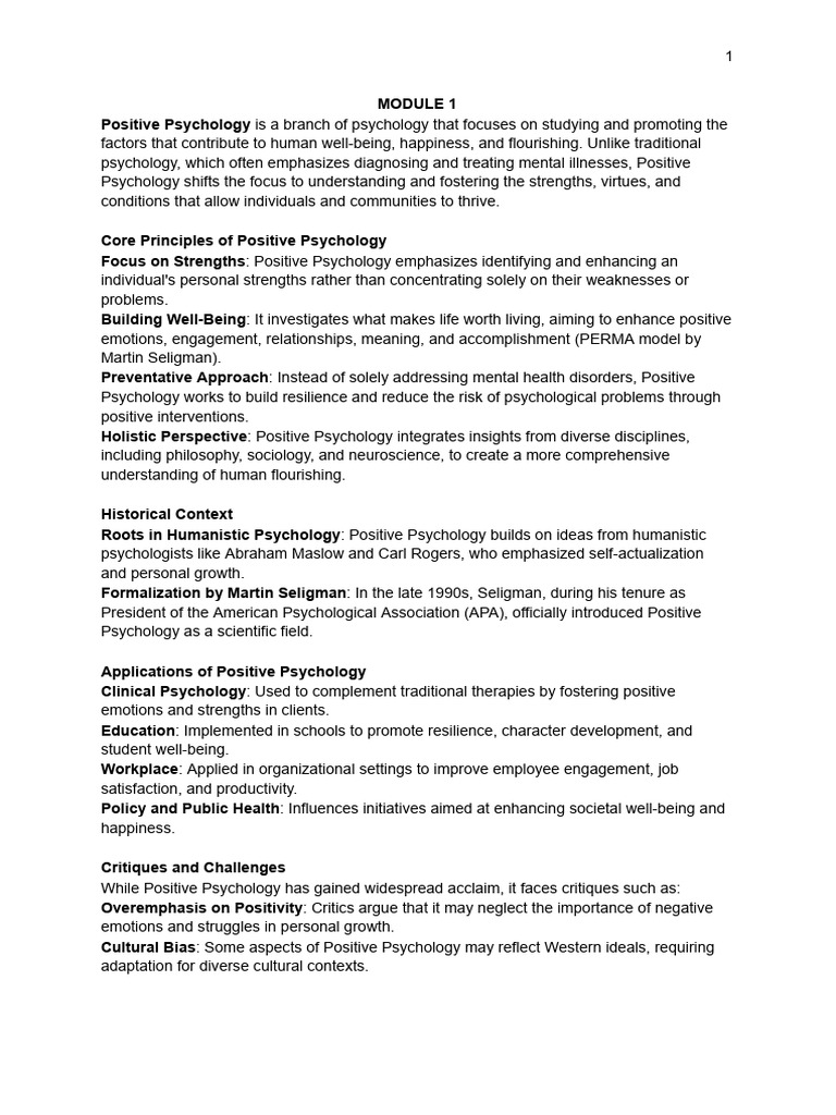 Positive Psychology | PDF | Cognitive Behavioral Therapy | Positive Psychology