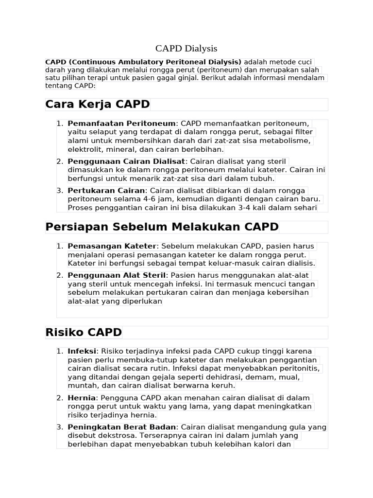 CAPD Dialysis in | PDF