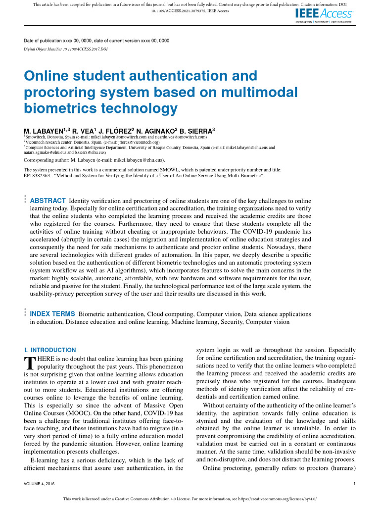 Online Student Authentication and Proctoring Syste | PDF | Authentication | Biometrics