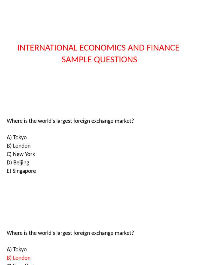 International Economics Sample Questions For Midterm | PDF | Gross ...