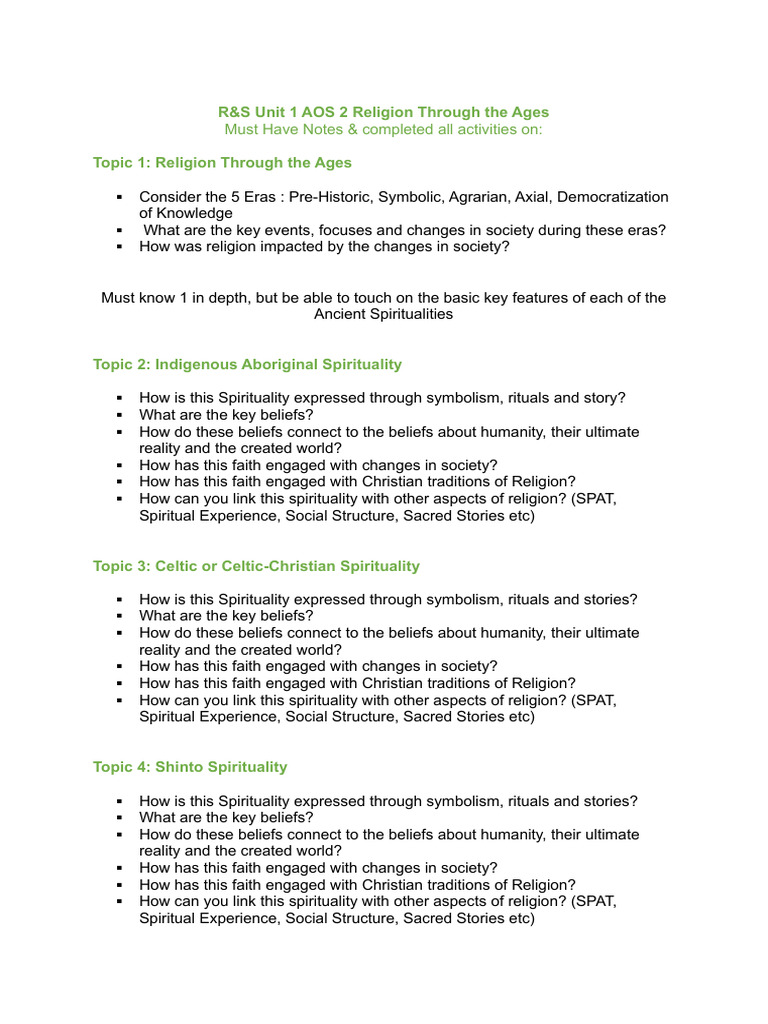 Unit 1 AOS2 Checklist | PDF
