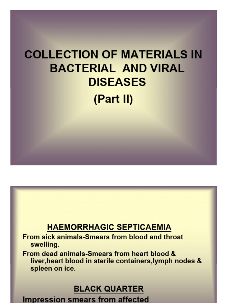 Collection of Samples Bact. Viral Dis Part II | PDF | Blood | Liver