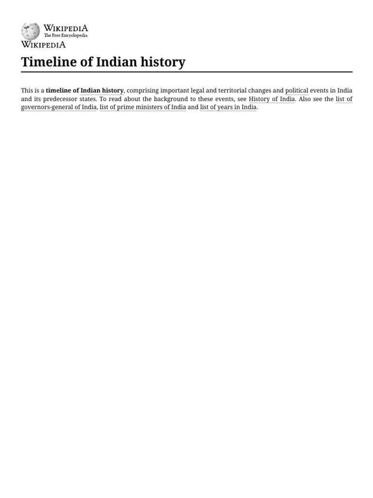 Timeline of Indian History - Wikipedia | PDF | Ashoka