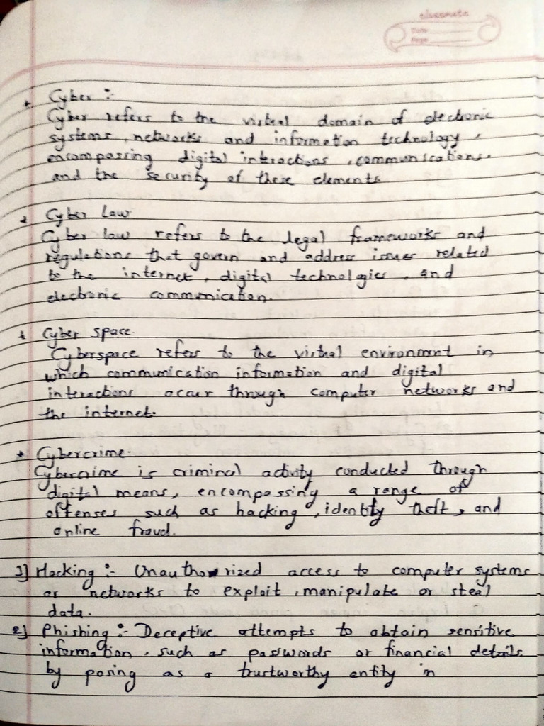 Cyber Law Handwritten Notes BSCIT | PDF