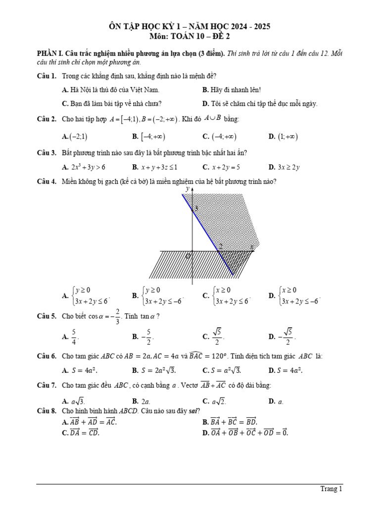 Đề 1 ôn HK1 (10) | PDF