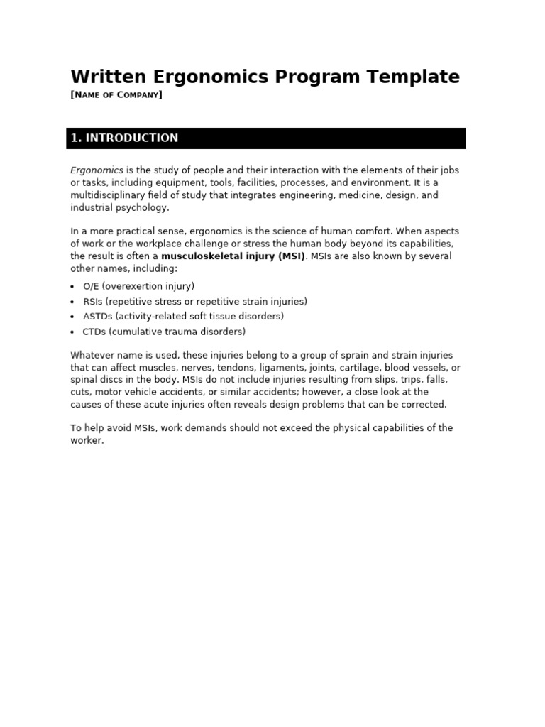 00 - RLF - Ergonomics Program | PDF | Human Factors And Ergonomics ...