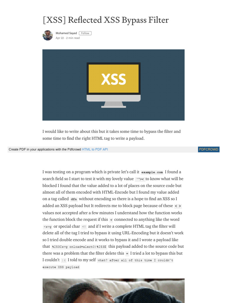 [XSS] Re Ected XSS Bypass Filter | PDF | Cyberspace | Cyberwarfare