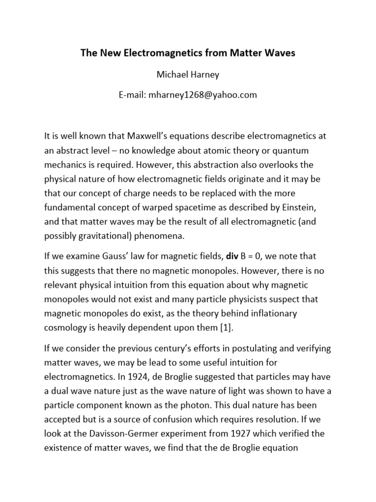 Matter Waves and Electromagnetic Fields | PDF | Waves | Electromagnetism