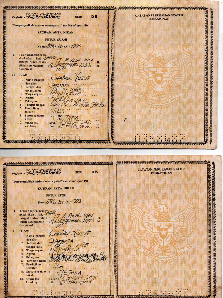 Buku Nikah Dan Akta Nikah | PDF