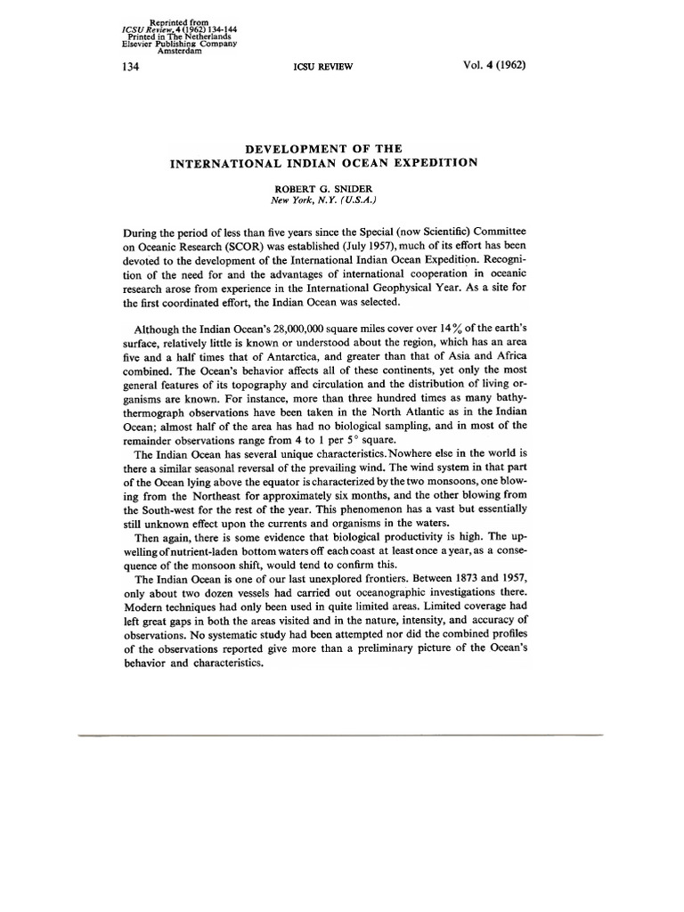 Development of International Indian Ocean Expedition (IIOE) Snider-1962 ...