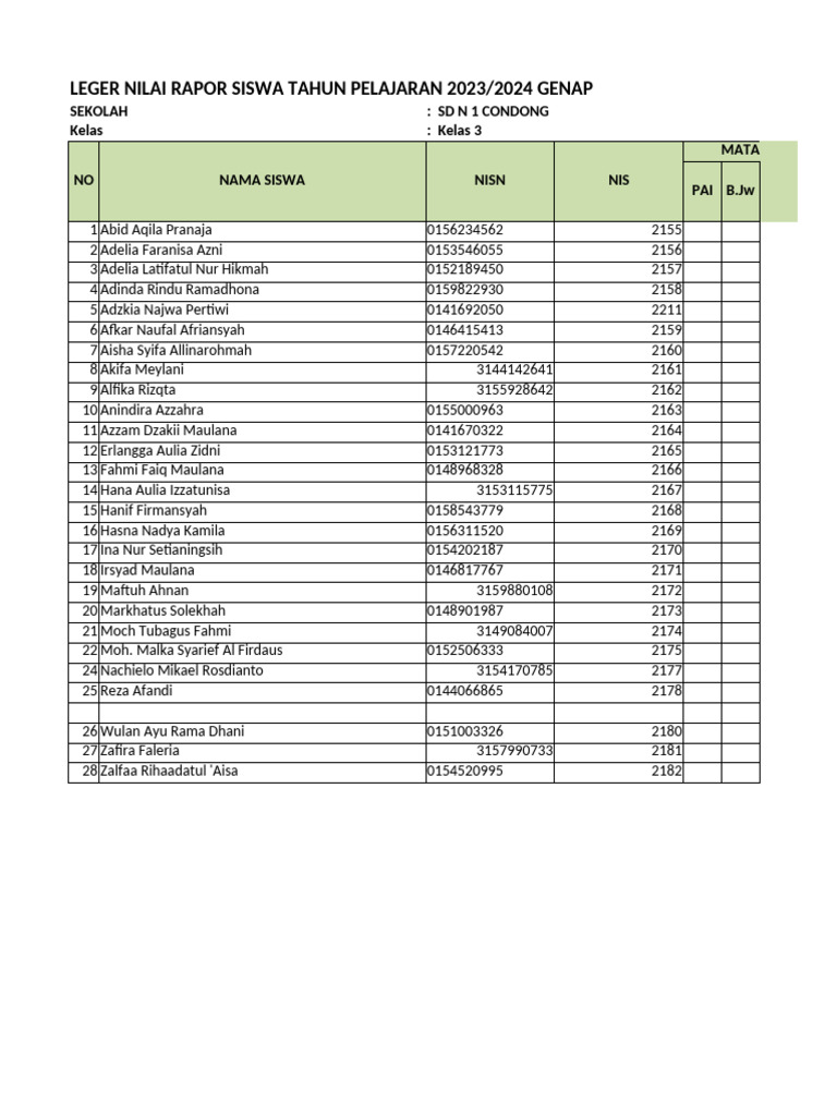Leger - 20232 - Kelas 3 | PDF