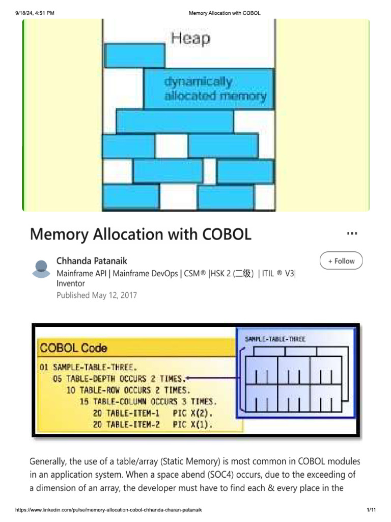 mem allocation in cobol | PDF