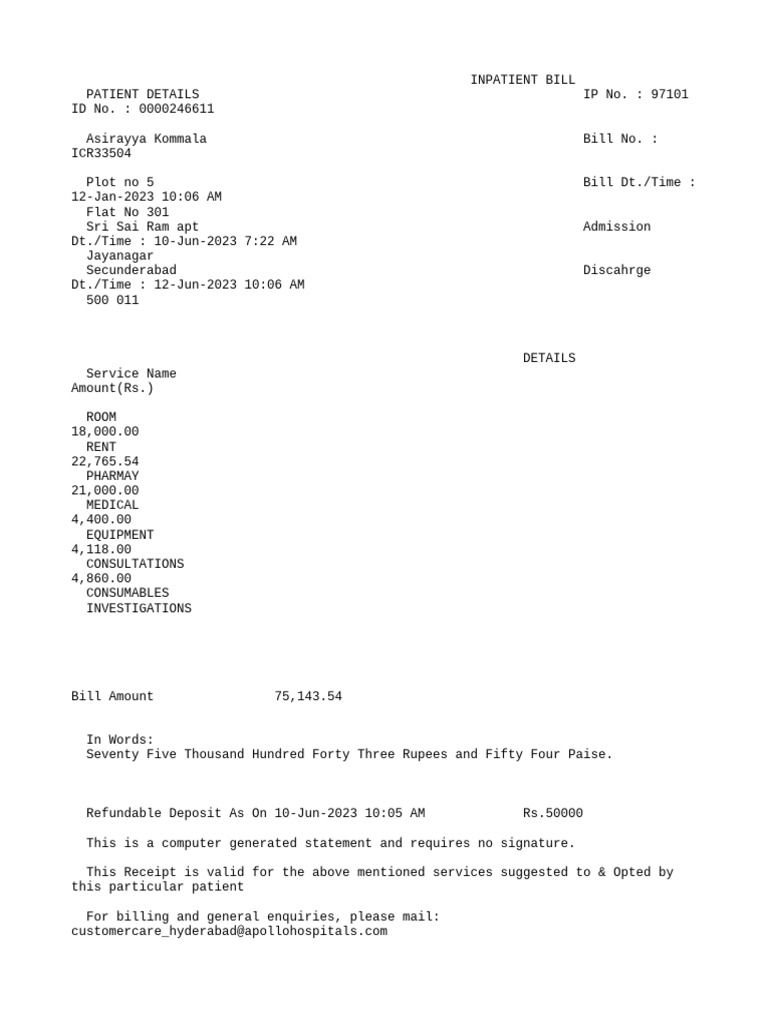 Medical Bill | PDF