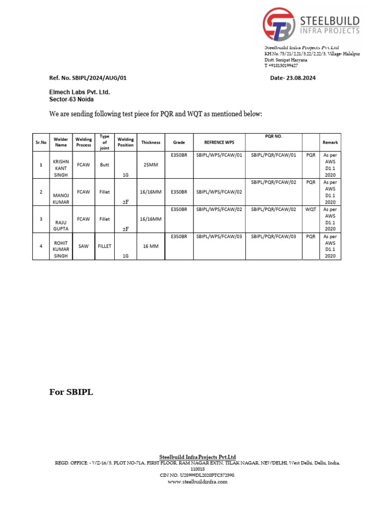 Testing Letter | PDF | Industrial Processes | Welding