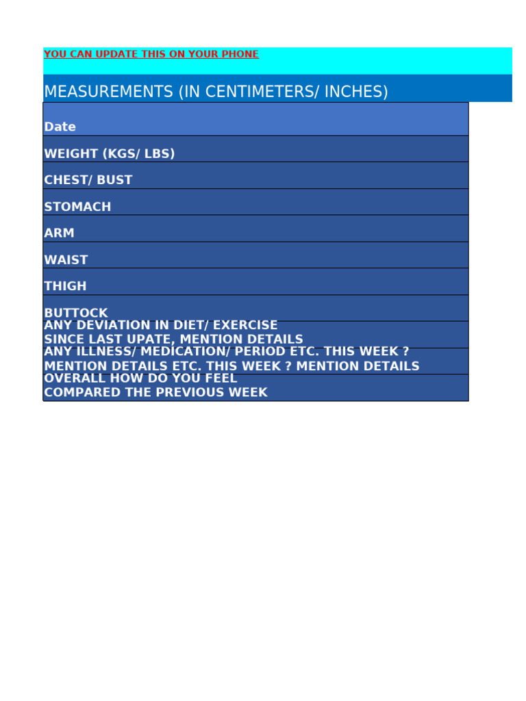 Measurement Sheet | PDF