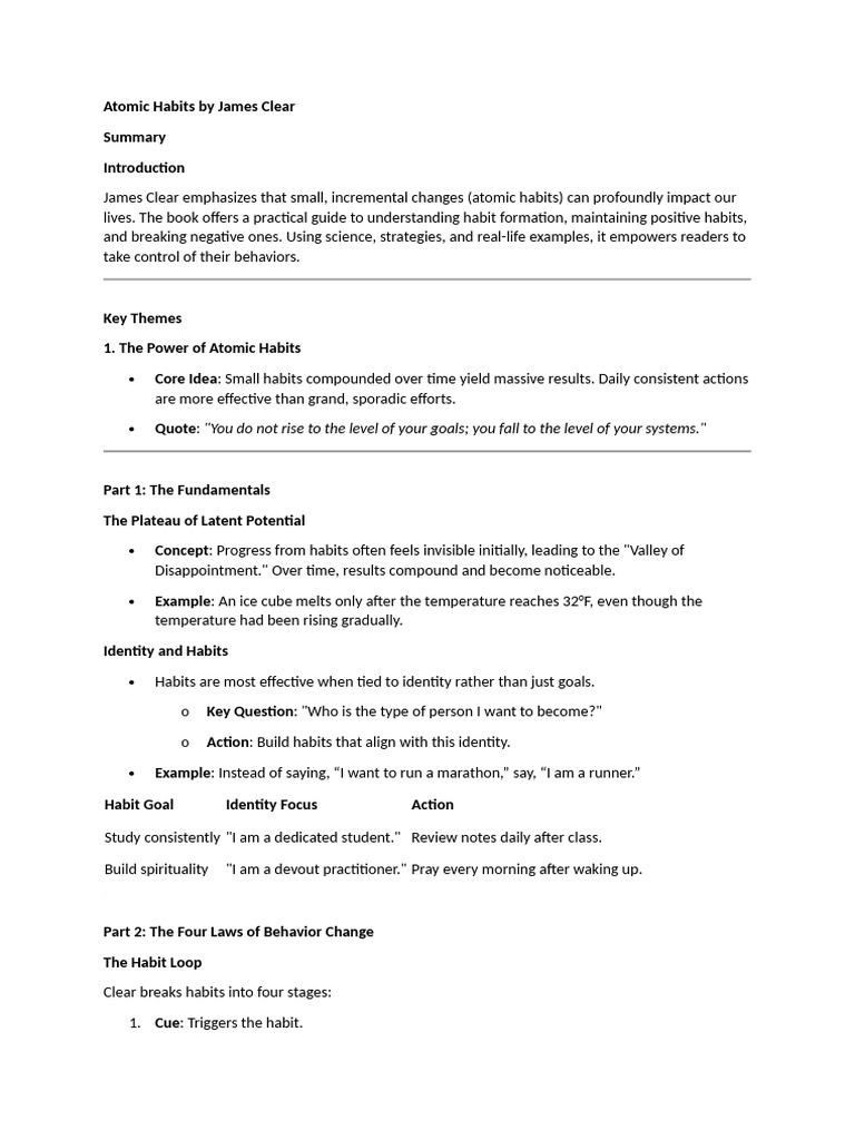 Atomic Habits: A Guide to Change | PDF | Habits | Psychological Concepts