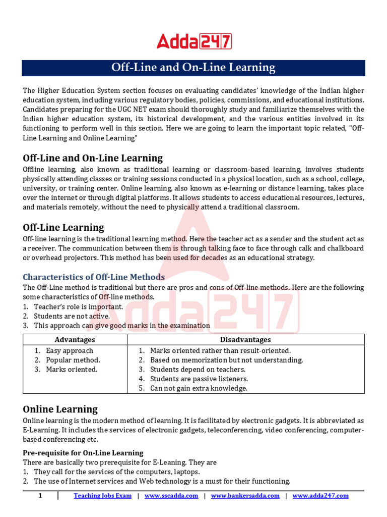 Off Line and On Line Learning File | PDF | Educational Technology ...
