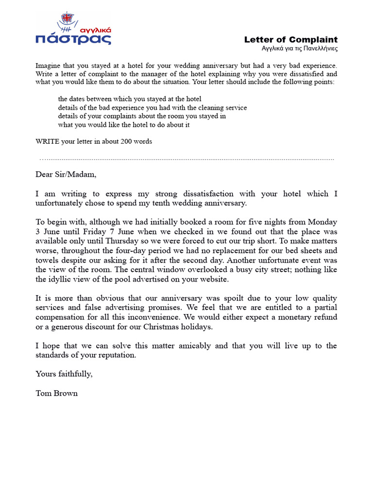 Topic 6 Letter of Complaint | PDF