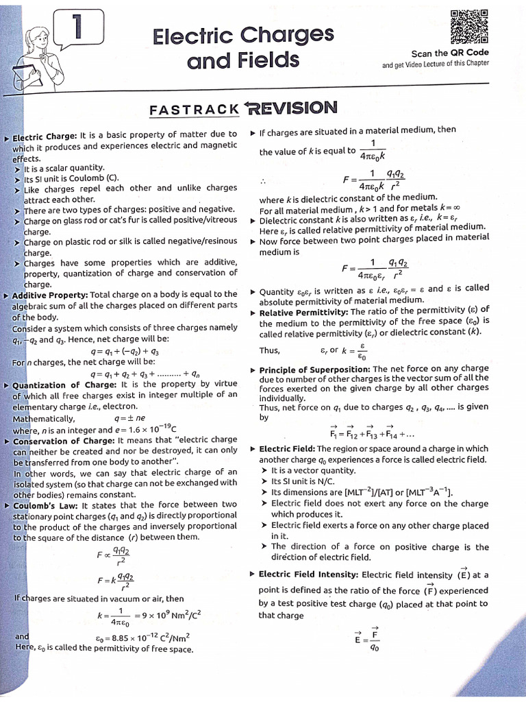 Chapter - 1 Electric Charge and Field Subject - Physics | PDF