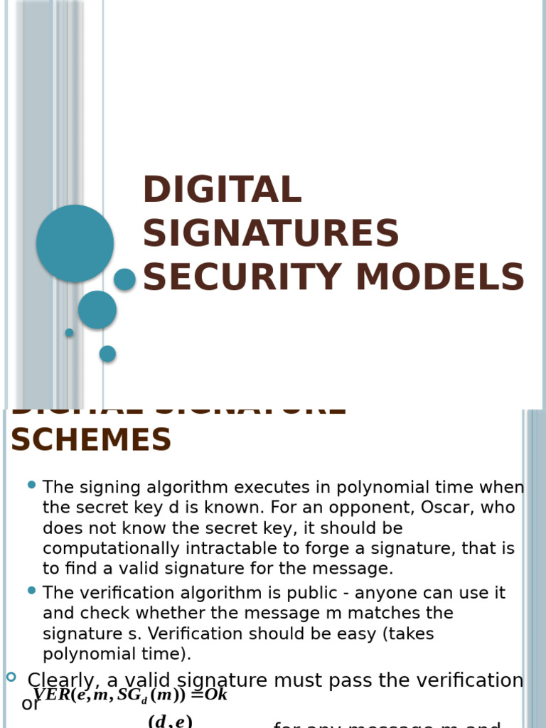 Digital Signature Security Models Explained | PDF