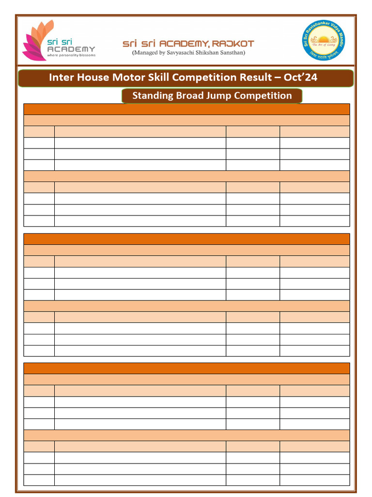 Motor Skill (Standing Broad Jump Competition) | PDF