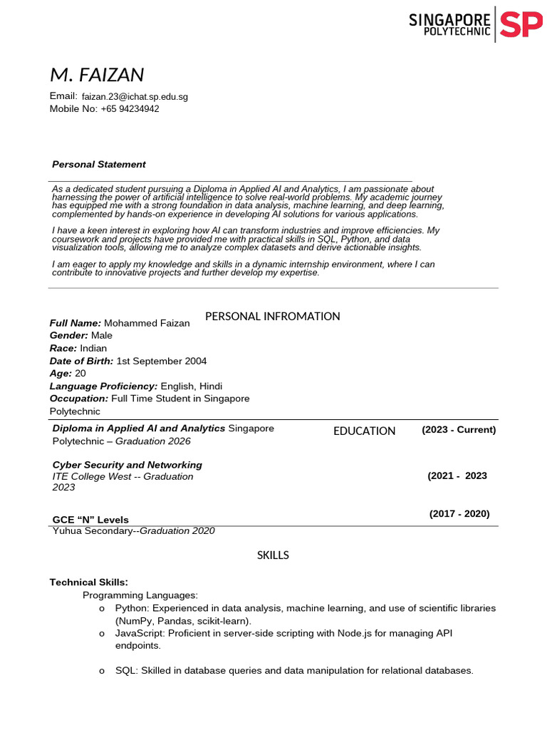 Faizan Resume | PDF | Machine Learning | Intelligence (AI) & Semantics