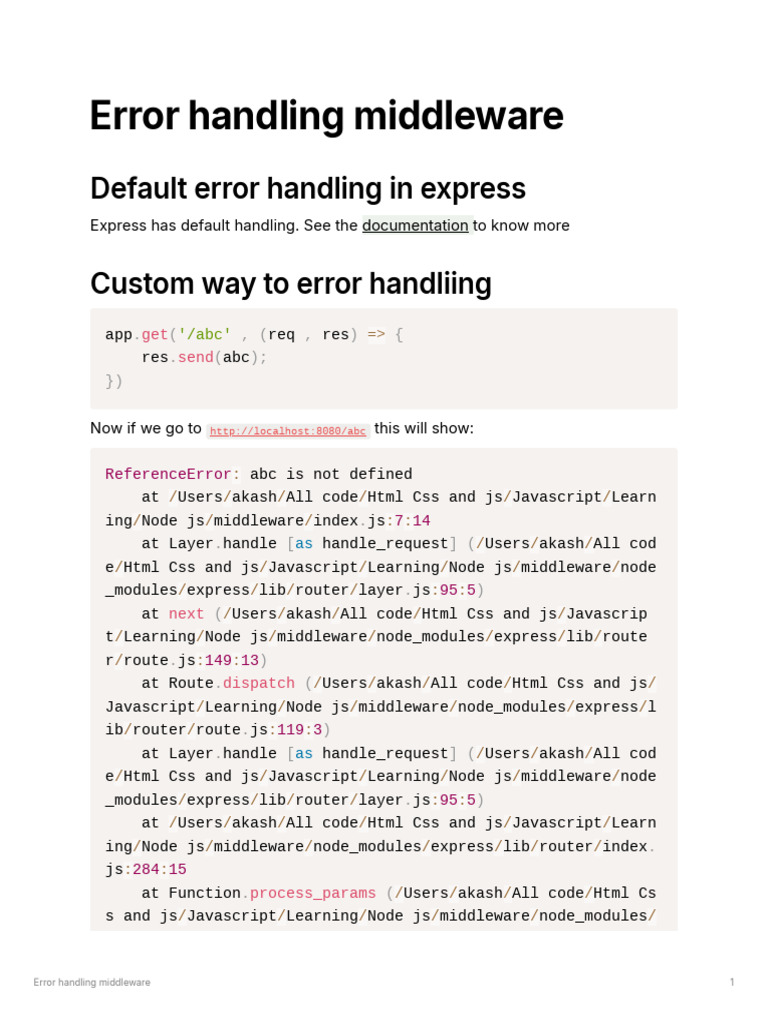 Express Error Handling Middleware | PDF | Java Script | Software Engineering