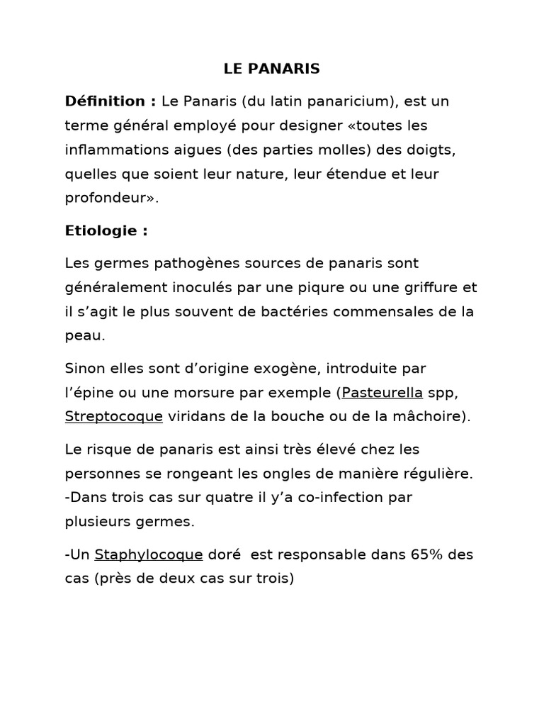 Comprendre le panaris : causes et stades | PDF | Maladies et troubles ...