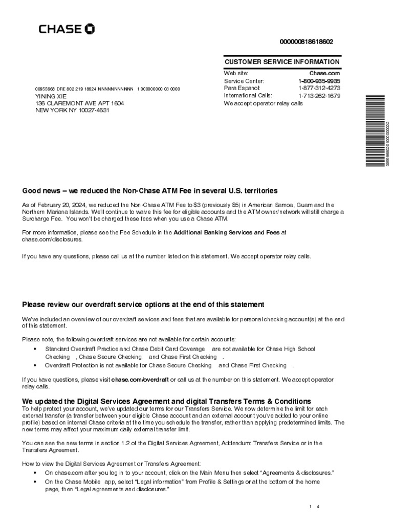 Bank Statement 2023-2024 | PDF | Overdraft | Transaction Account