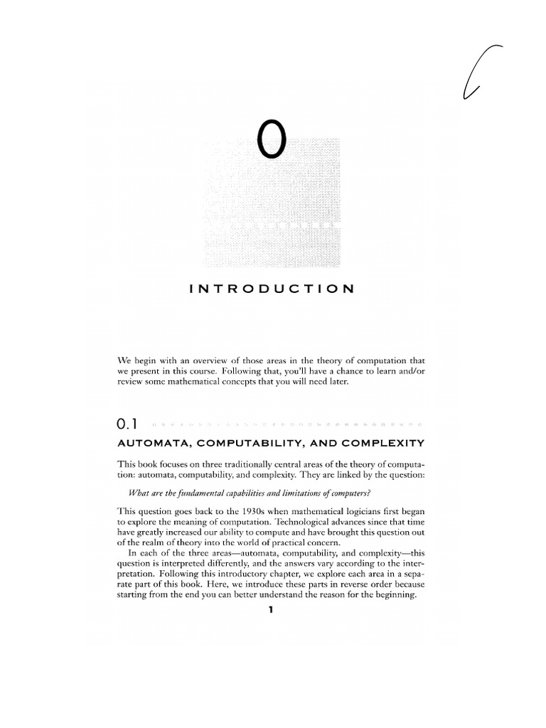 introduction to the theory of computation part one | PDF