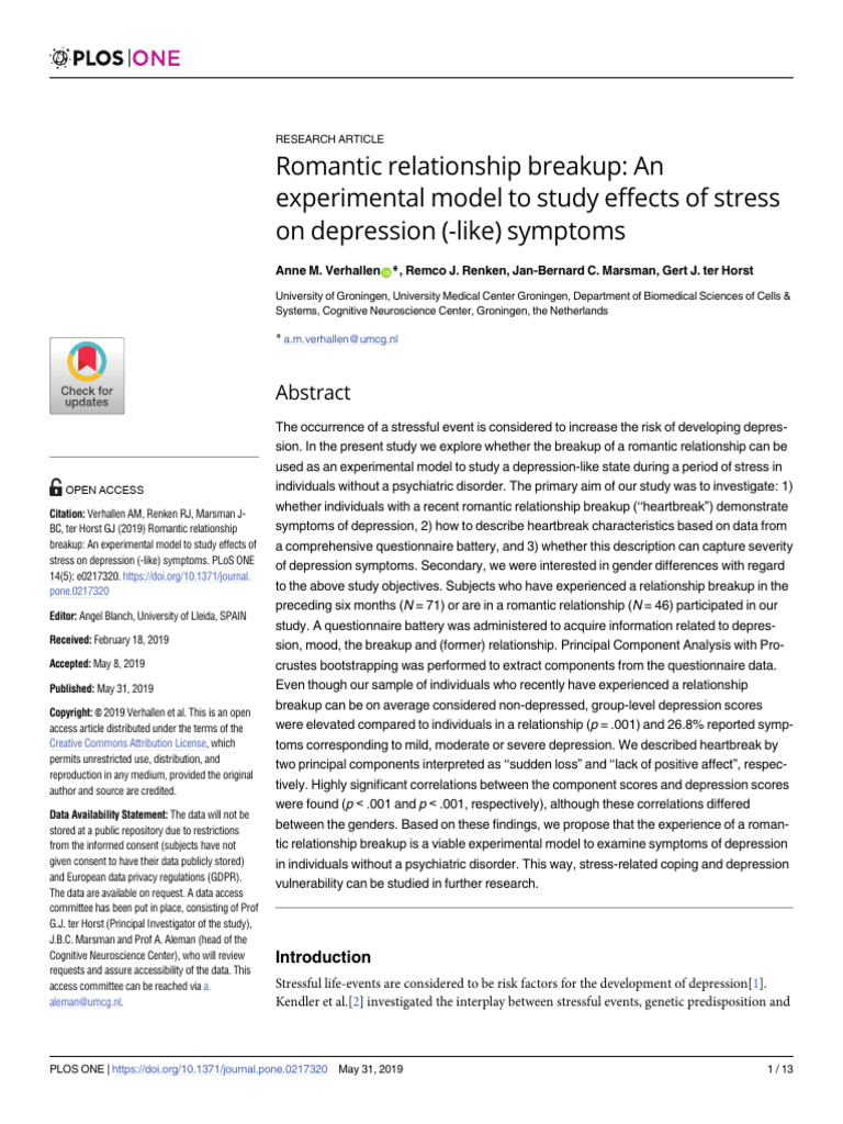 Romantic Relationship Breakup | PDF | Major Depressive Disorder ...