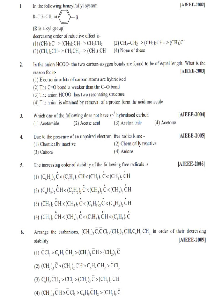 GOC pyq (1) | PDF | Methyl Group | Ion