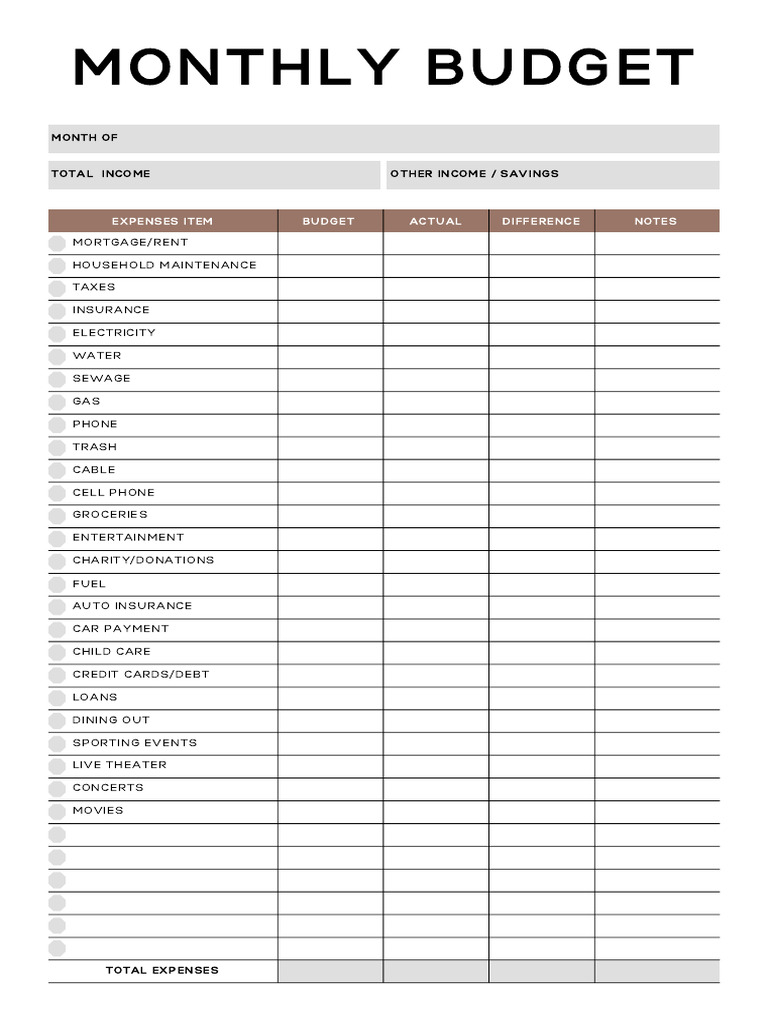 A4 Canva Monthly Business Notes, Bill, Budget, Income, Expense Tracker ...