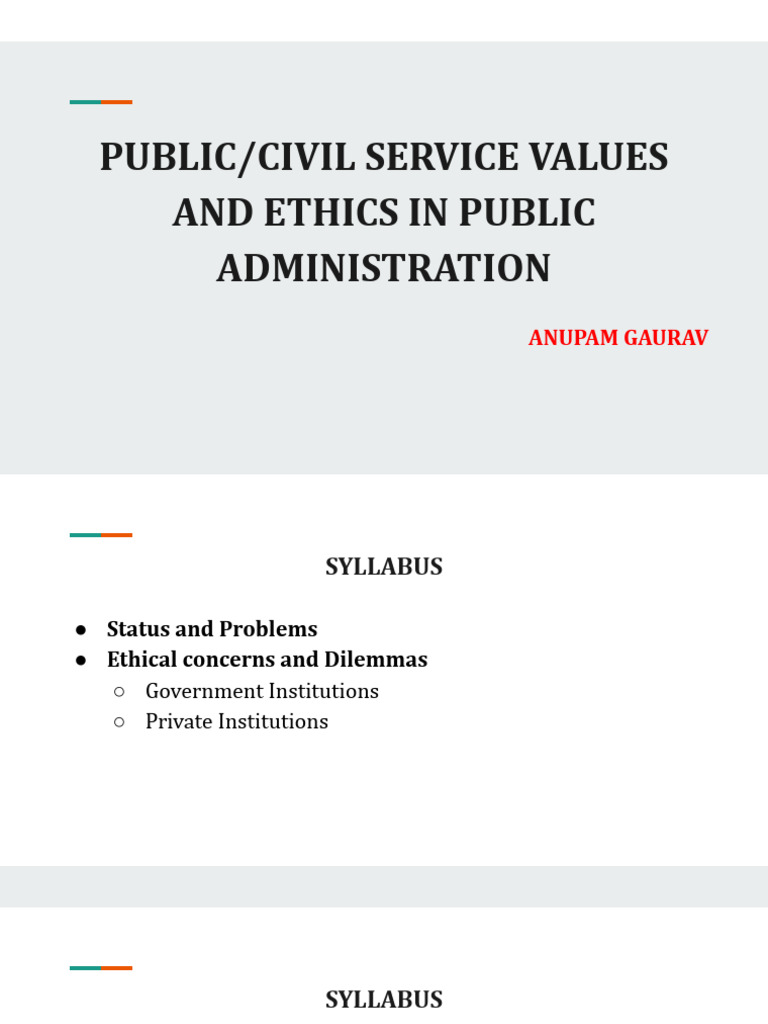 5 Public Civil Service Values and Ethics in Public Administration | PDF ...