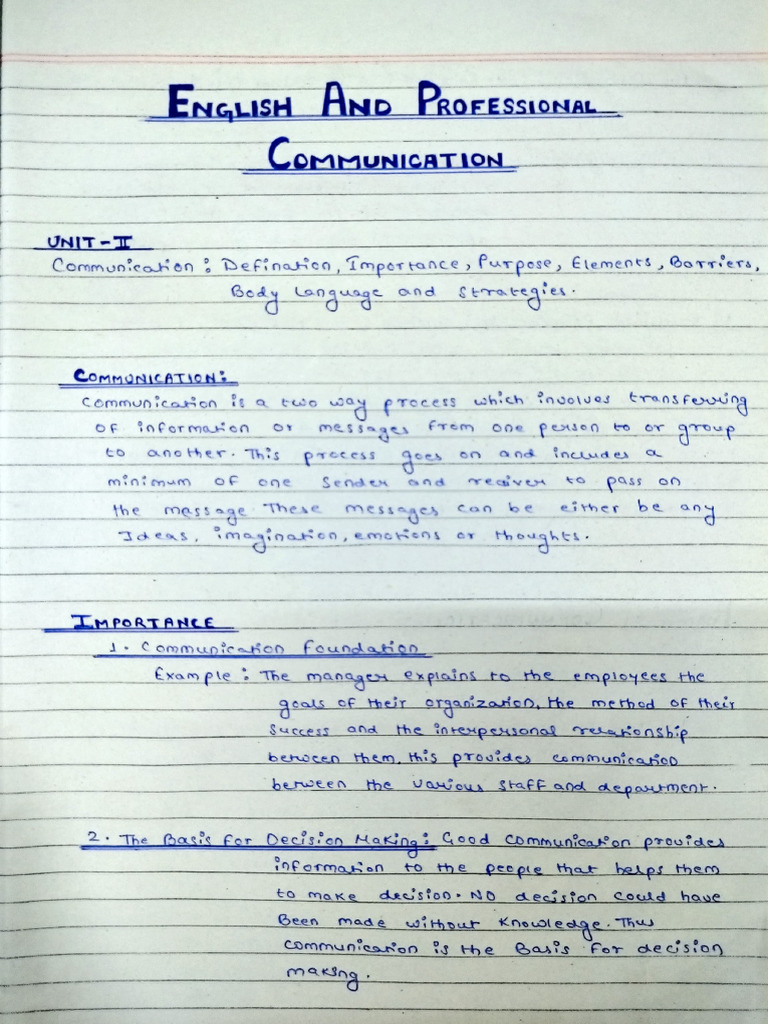 English and Communication Handwritten Notes | PDF