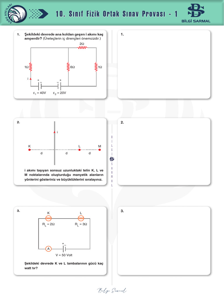 10 Sinif Fi̇zi̇k Ortak Sinav Provasi | PDF
