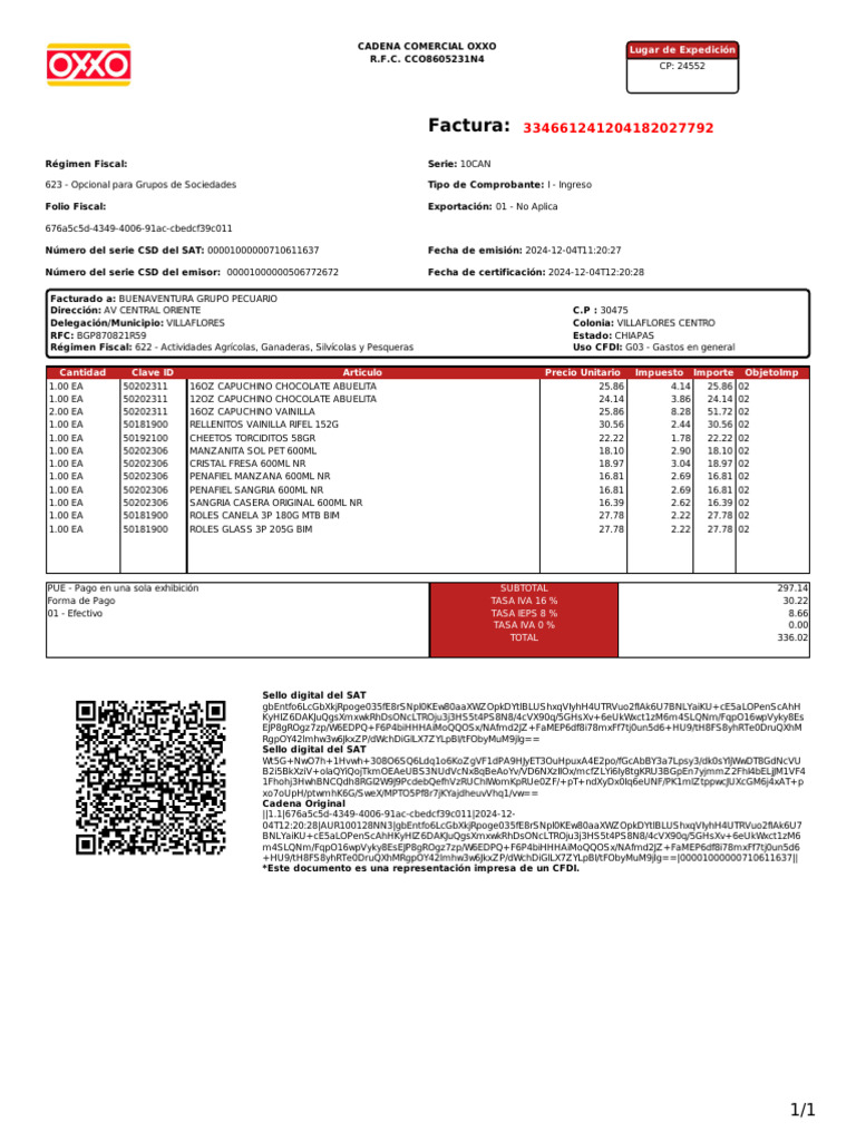 FACTURA_1733336446575_334661241204182027792 | PDF | Documentos empresariales | Contabilidad