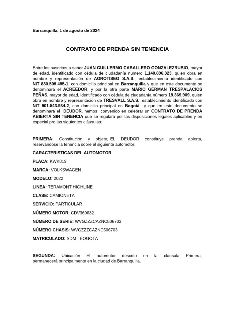 CONTRATO DE PRENDA PN | PDF | Justicia | Crimen y violencia