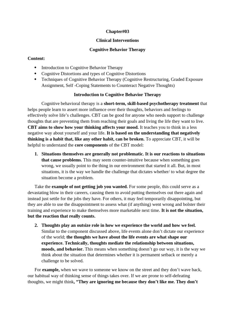 Cognitive Behavioral Therapy | PDF | Cognitive Behavioral Therapy ...
