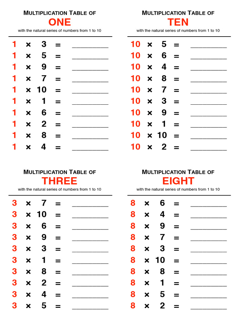 Multiplication-Tables-Book-2-A4 | PDF | Multiplication | Arithmetic