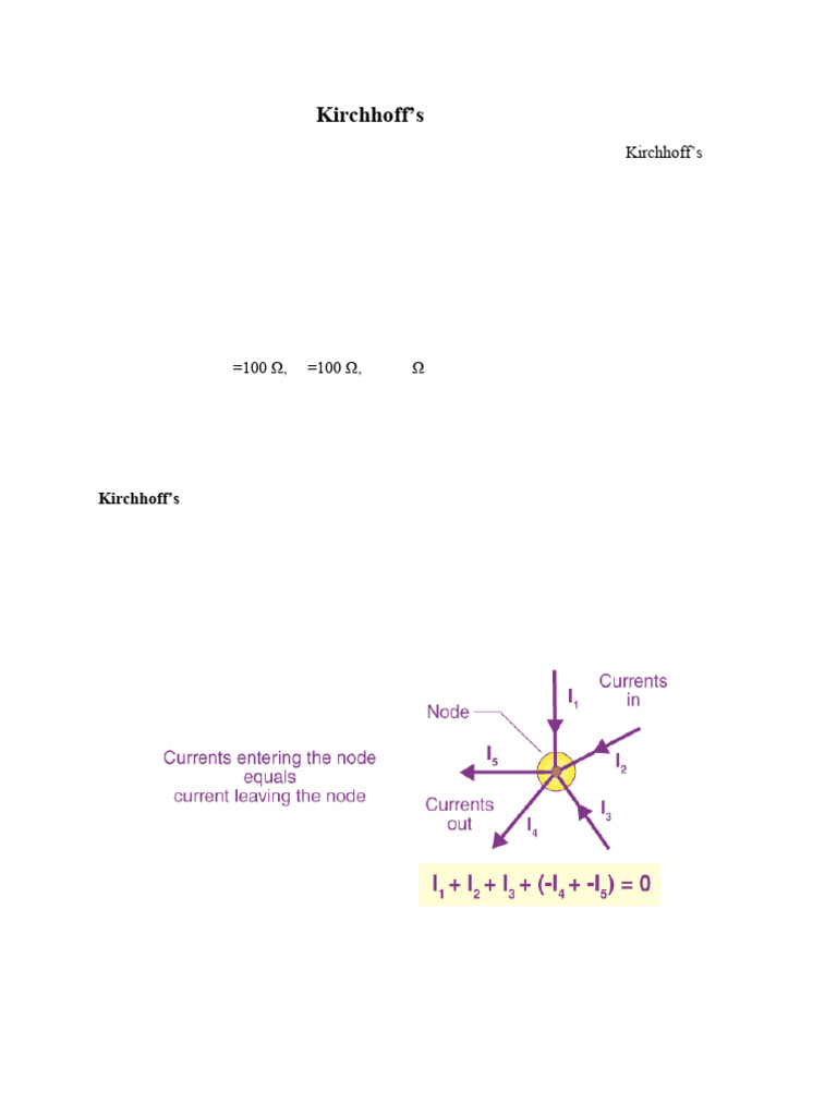 1.c.kirchhoff's Current Law | PDF | Voltage | Electrical Network