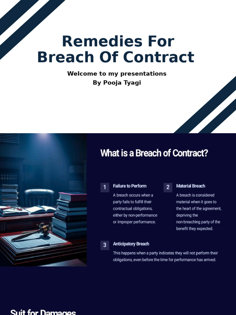 Remedies for Breach of Contract | PDF