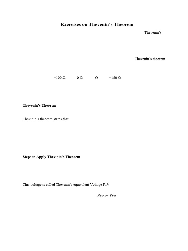 4.exercises On Thevenin's Theorem | PDF | Computer Engineering ...