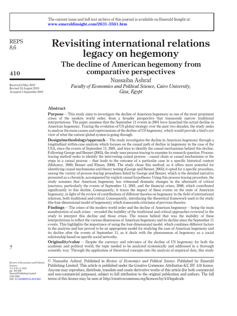 Revisiting International Relations Declining Us Hegemony | PDF | Hegemony | Power (Social And ...
