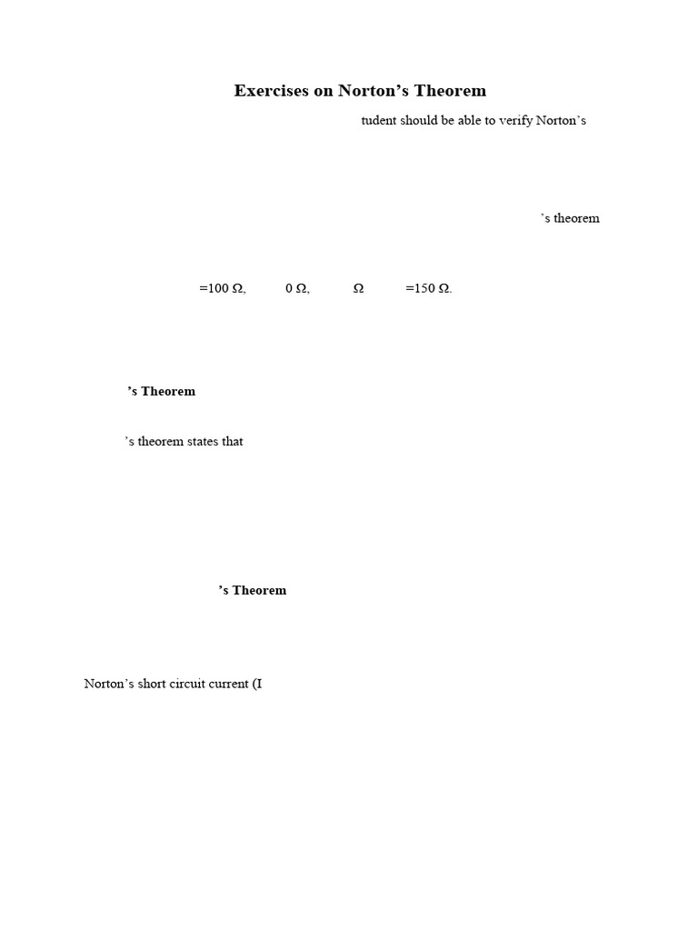 5.exercises On Norton's Theorem | PDF | Resistor | Electrical Network