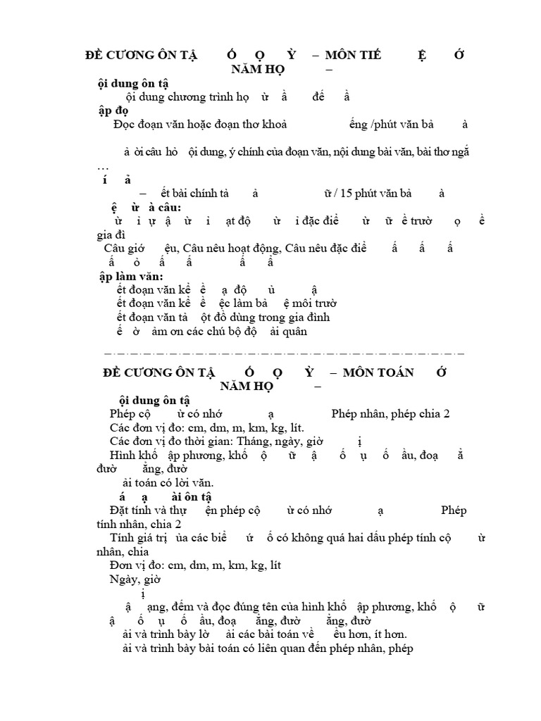 [KHỐI 2] ĐỀ CƯƠNG ÔN TẬP CUỐI HKII | PDF
